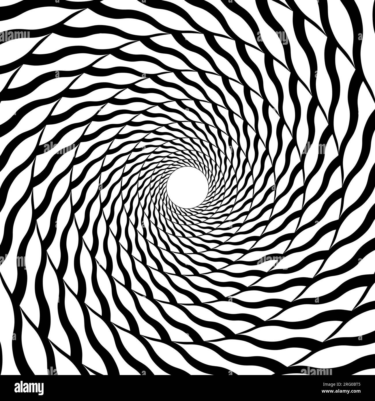 Radial optical illusion background. Black and white abstract wavy lines ...