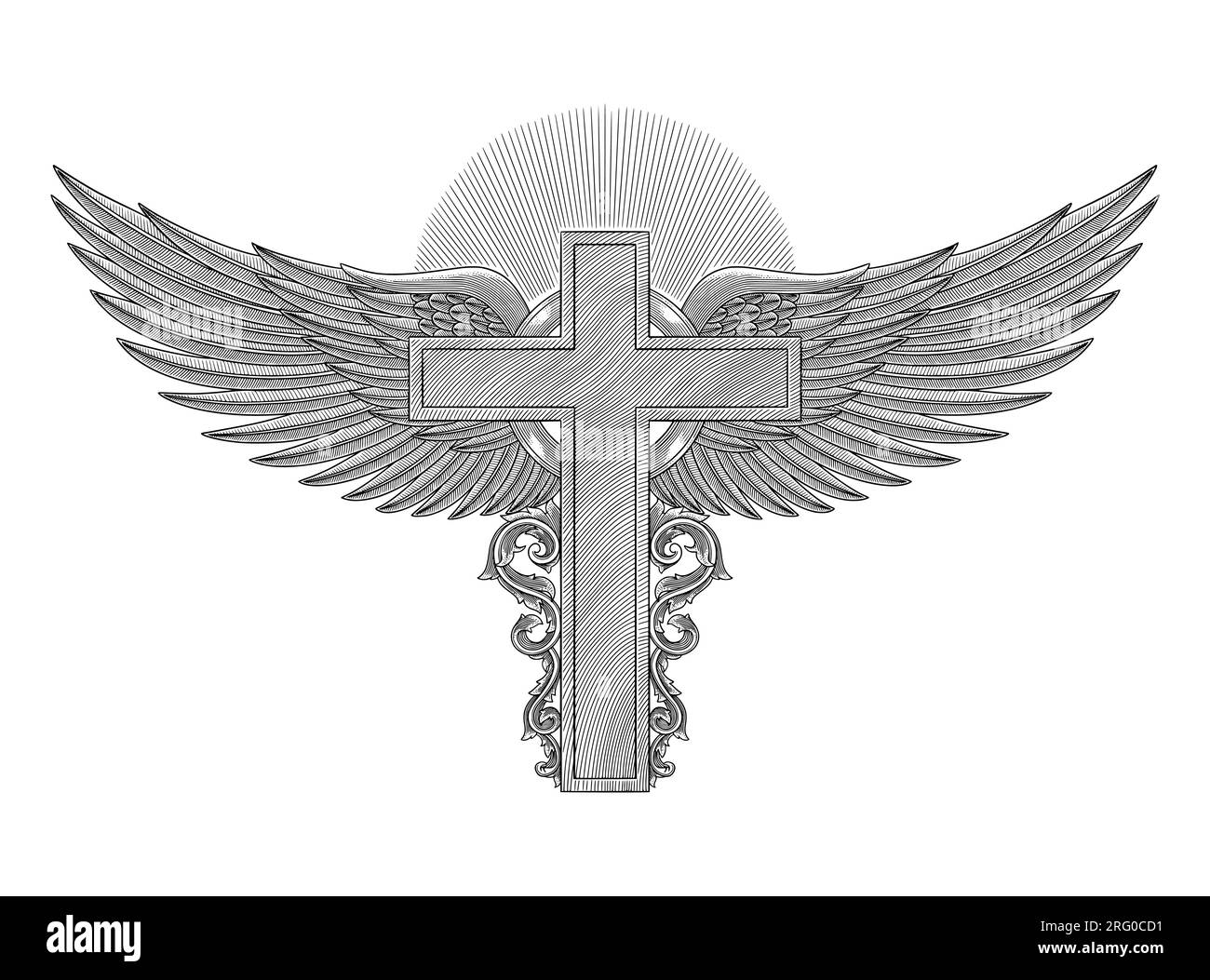 Christian cross engraving drawing hi-res stock photography and images ...