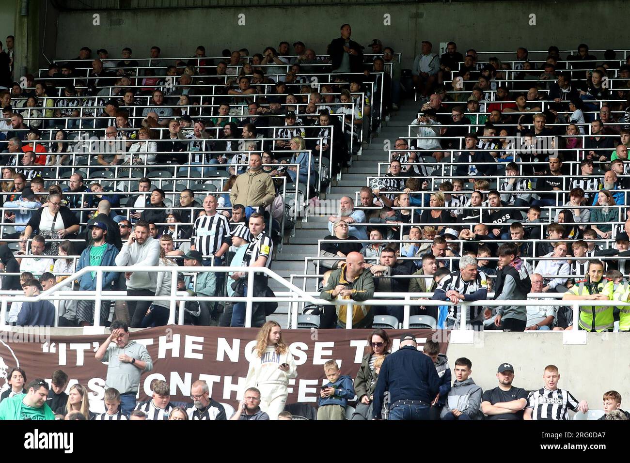 A general view of the safe standing area during the Sela Cup match ...