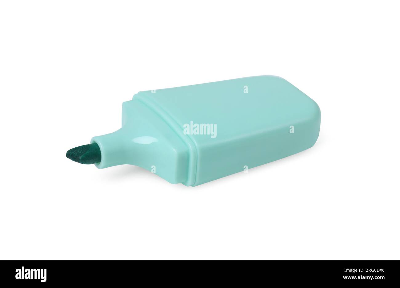 One turquoise marker on white background. School stationery Stock Photo ...