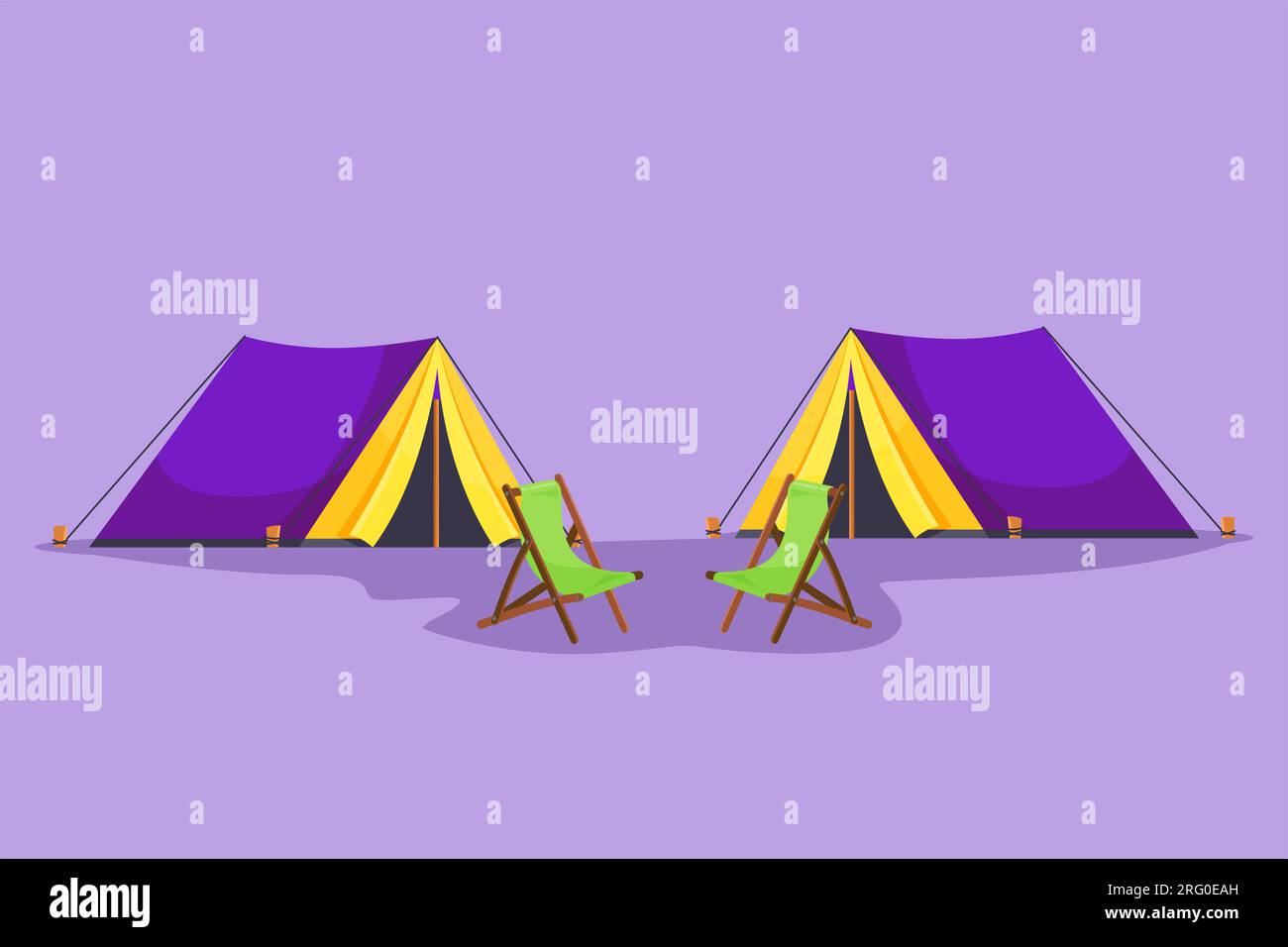 Cartoon flat style drawing camping landscape in campsite ground. Pair ...