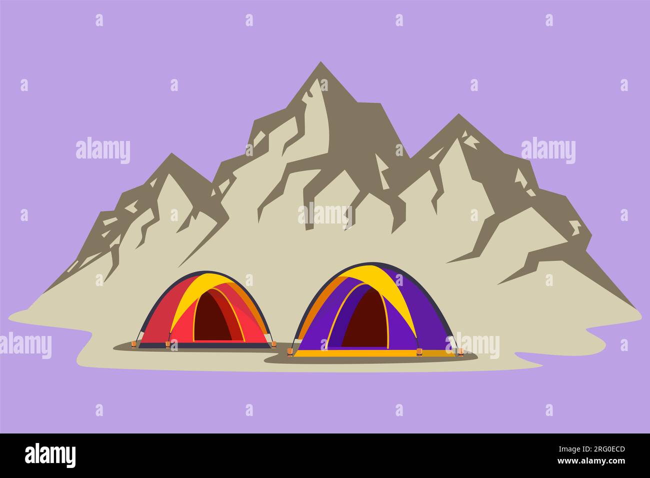 Character flat drawing stylized two tents in adventure camping night ...