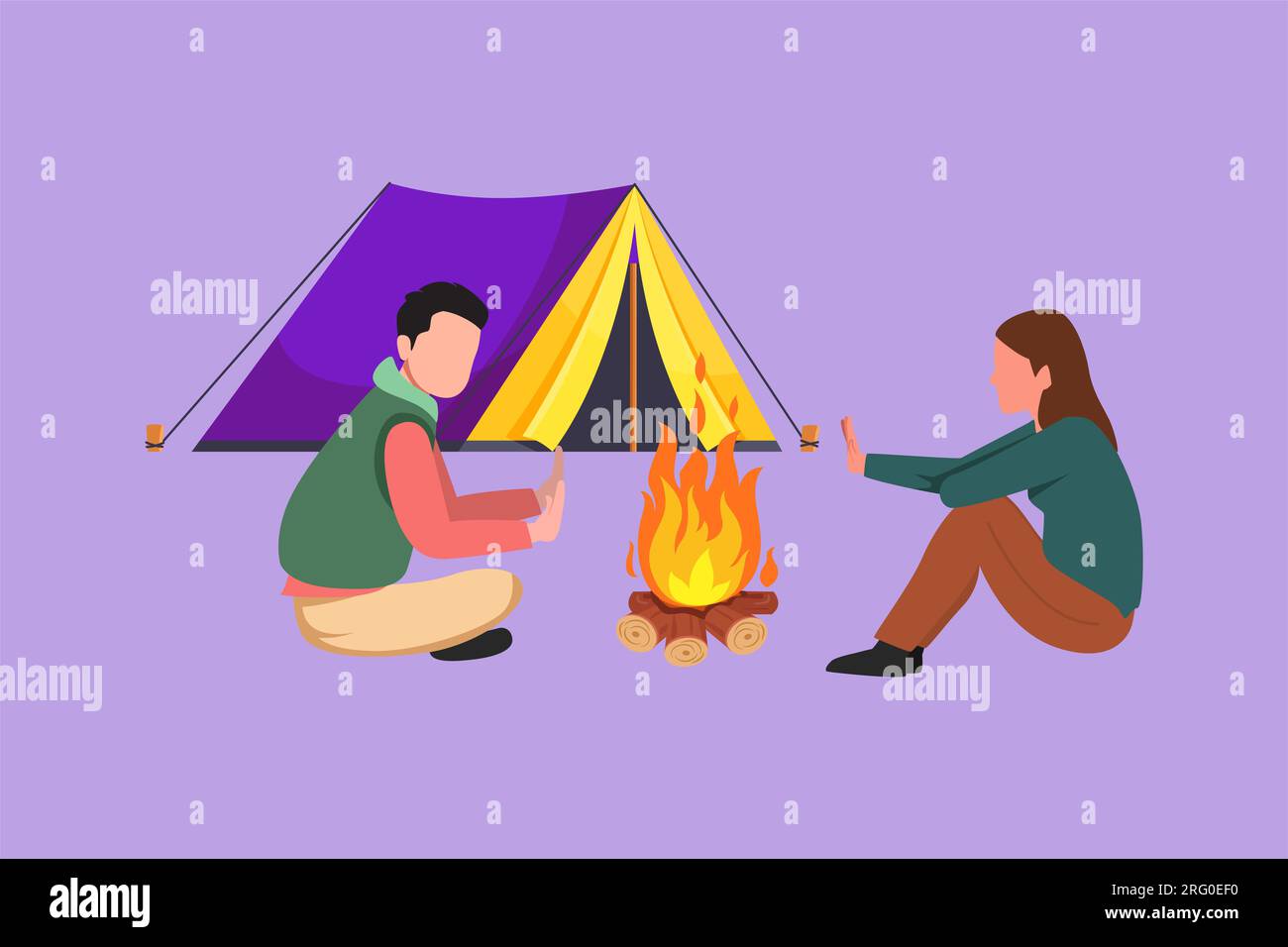 Cartoon flat style drawing of traveling romantic couple active ...