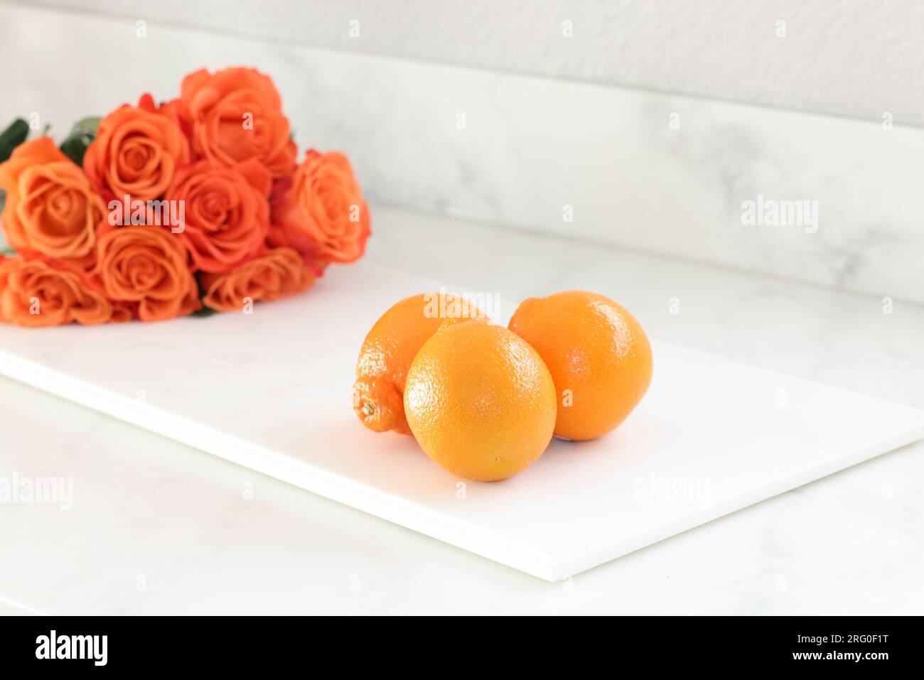 Oranges on Countertop Stock Photo - Alamy