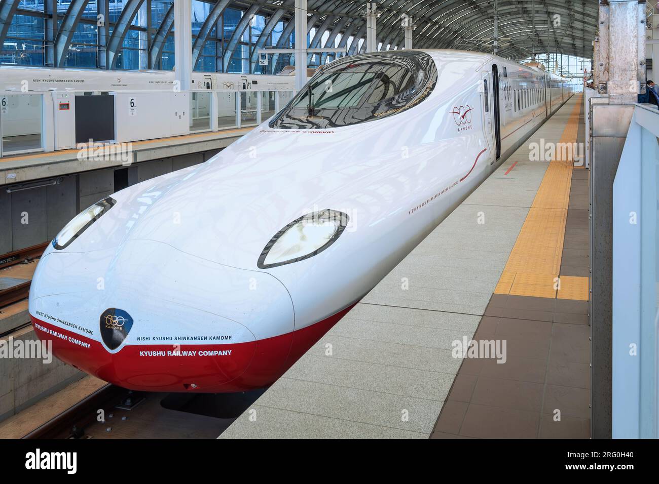 Saga, Japan - Nov 28 2022: The Nishi Kyushu Shinkansen (Kamome) connects Nagasaki to Takeo-Onsen ...