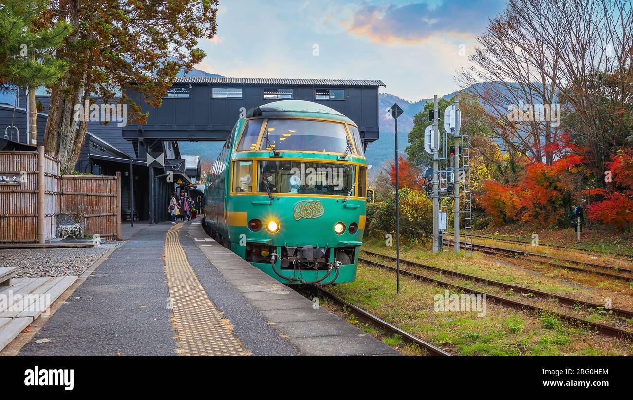 Yufuin, Japan - Nov 27 2022: Yufuin no Mori is a limited express train ...