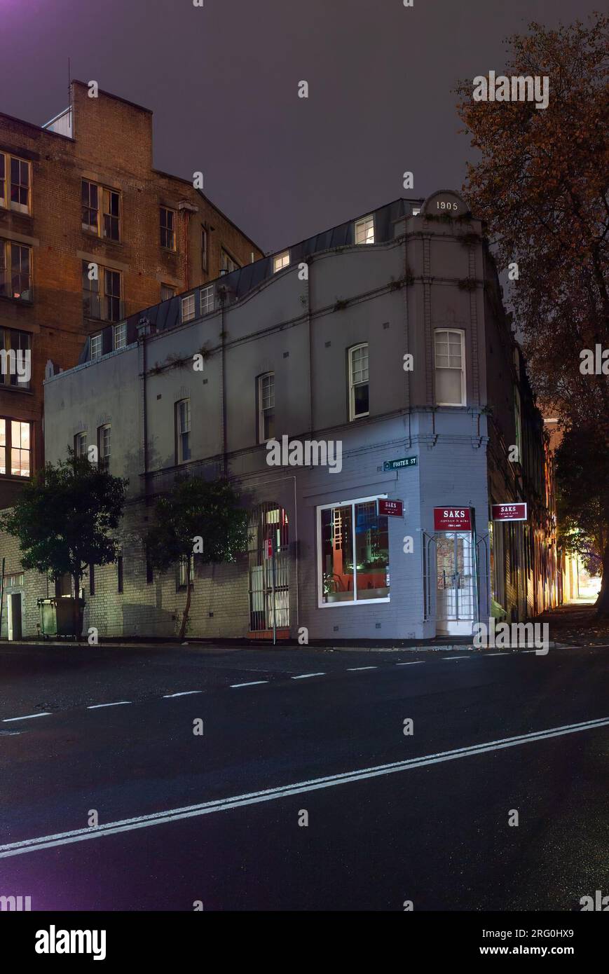A night view of a storefront on Campbell Street at Foster Street in ...