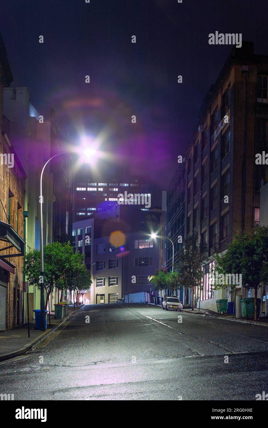 A night view of Foster Street in Surry Hills in Sydney, Australia ...