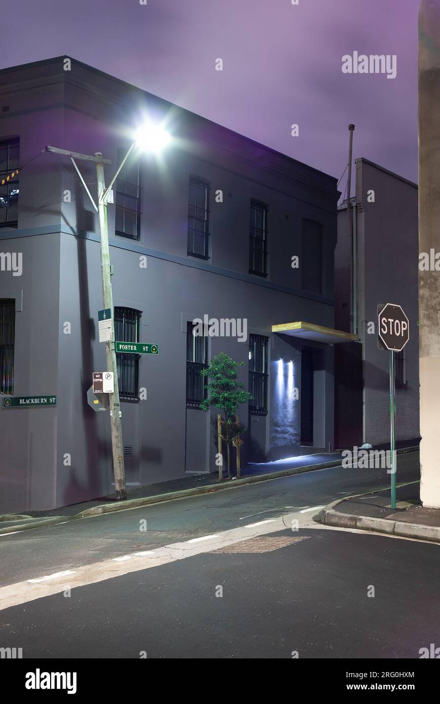 A night view of Foster Street at Blackburn Street in Surry Hills in ...