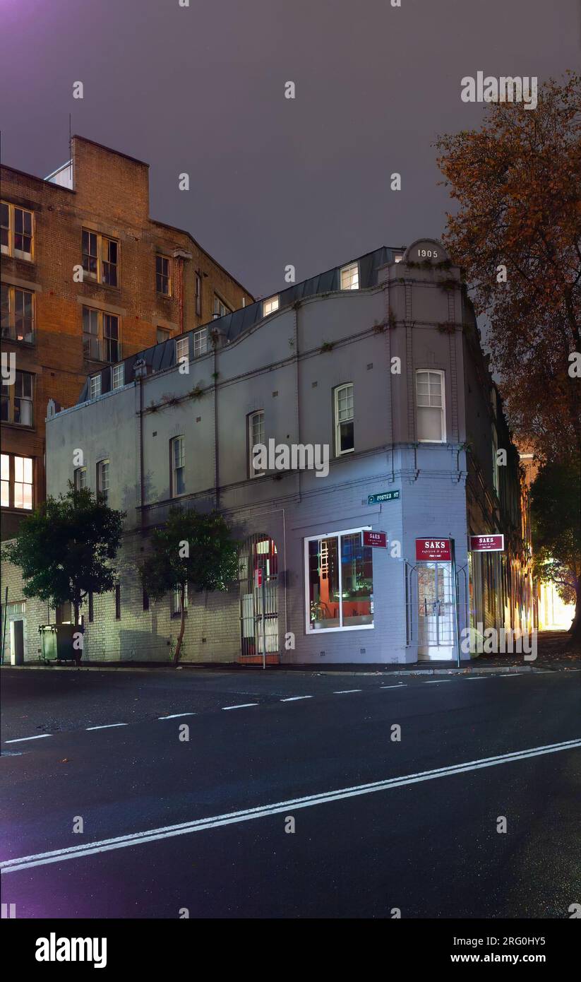 A night view of a storefront on Campbell Street at Foster Street in ...