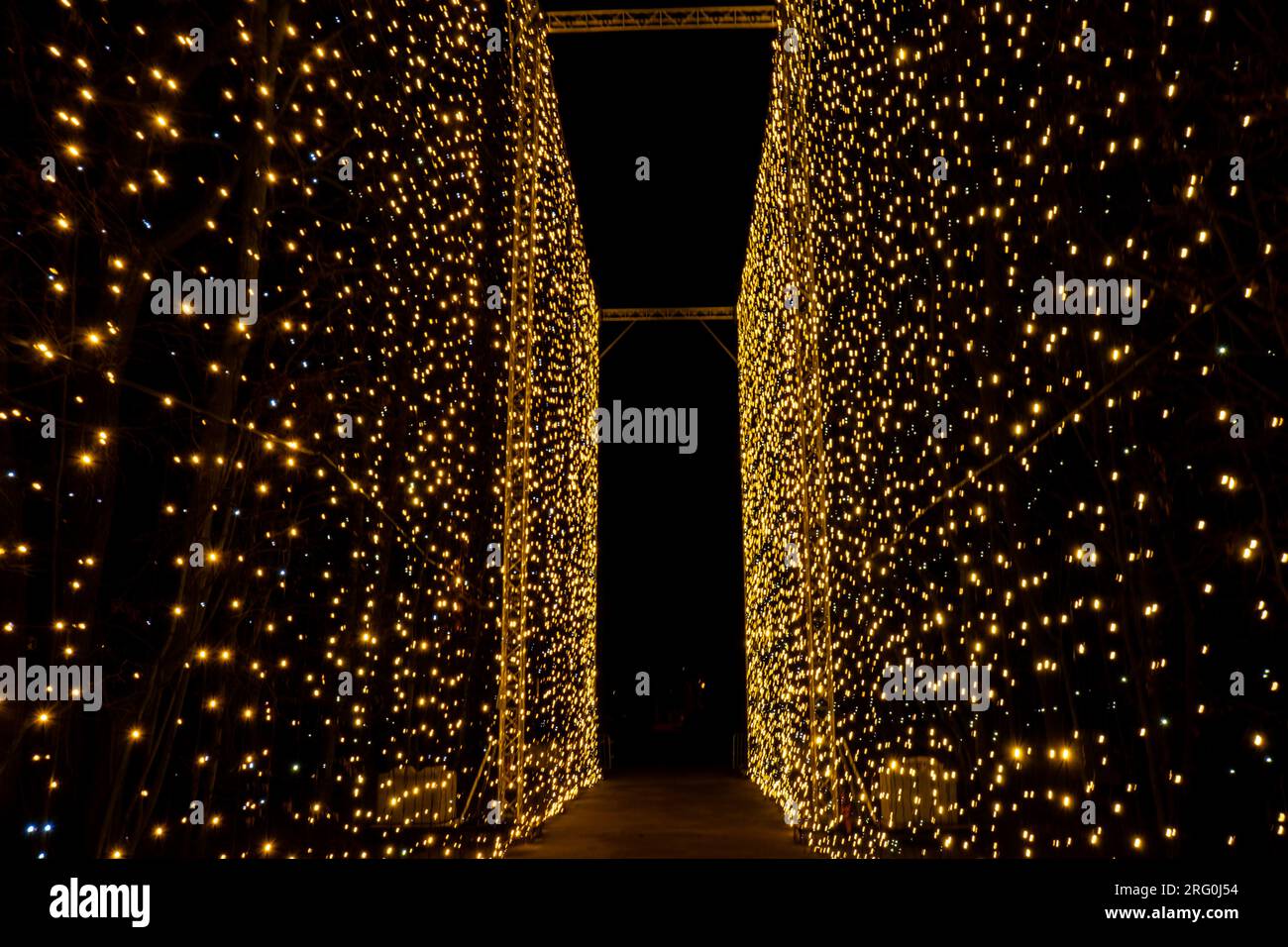 Holiday illuminated decorations in Oliva Park Gdansk Poland. Beautiful ...