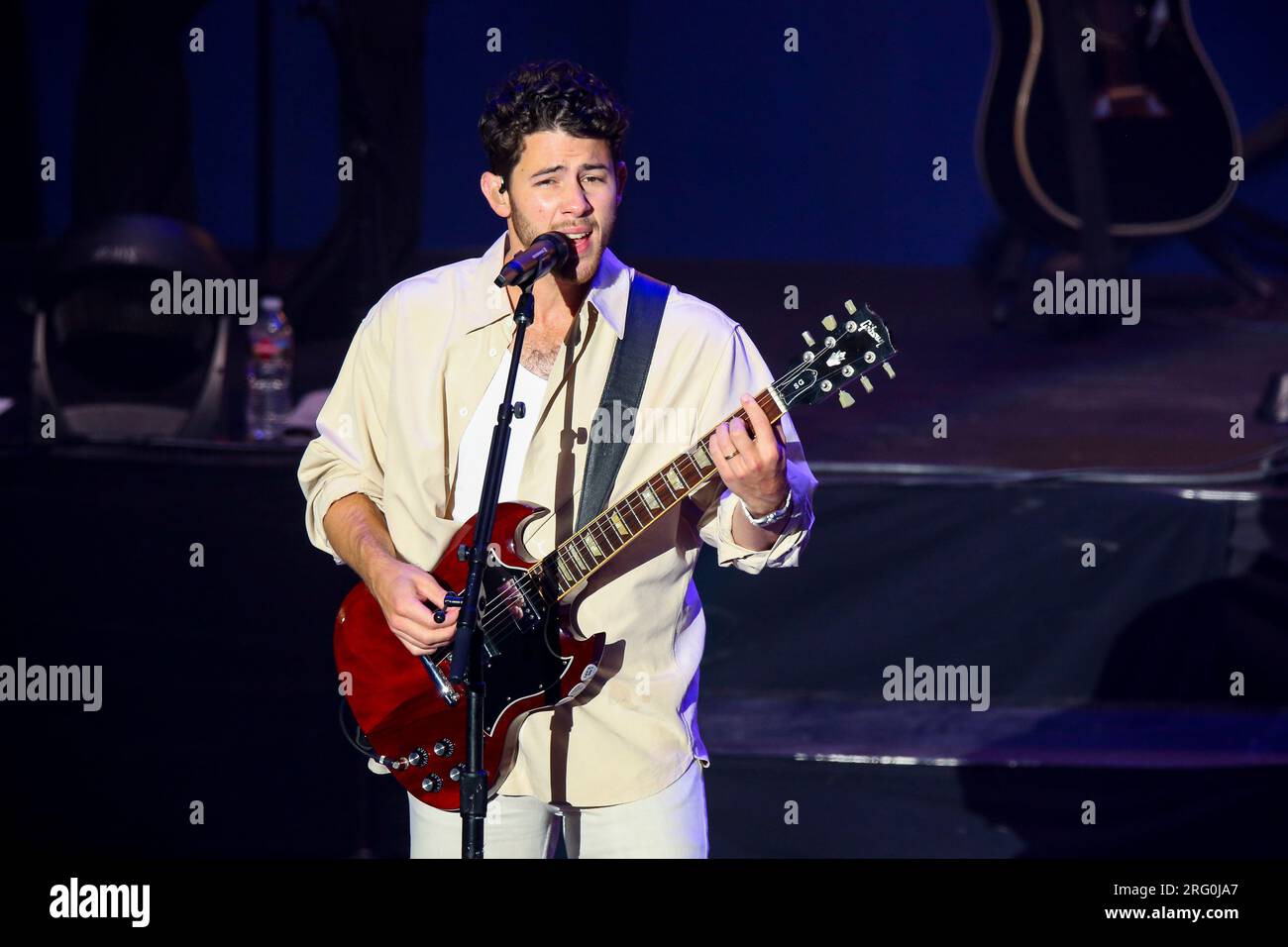 Nick Jonas of the Jonas Brothers performs during the 2023 WiLD 94.9's ...
