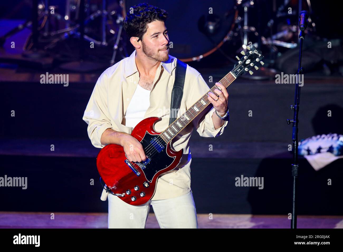 Nick Jonas of the Jonas Brothers performs during the 2023 WiLD 94.9's ...