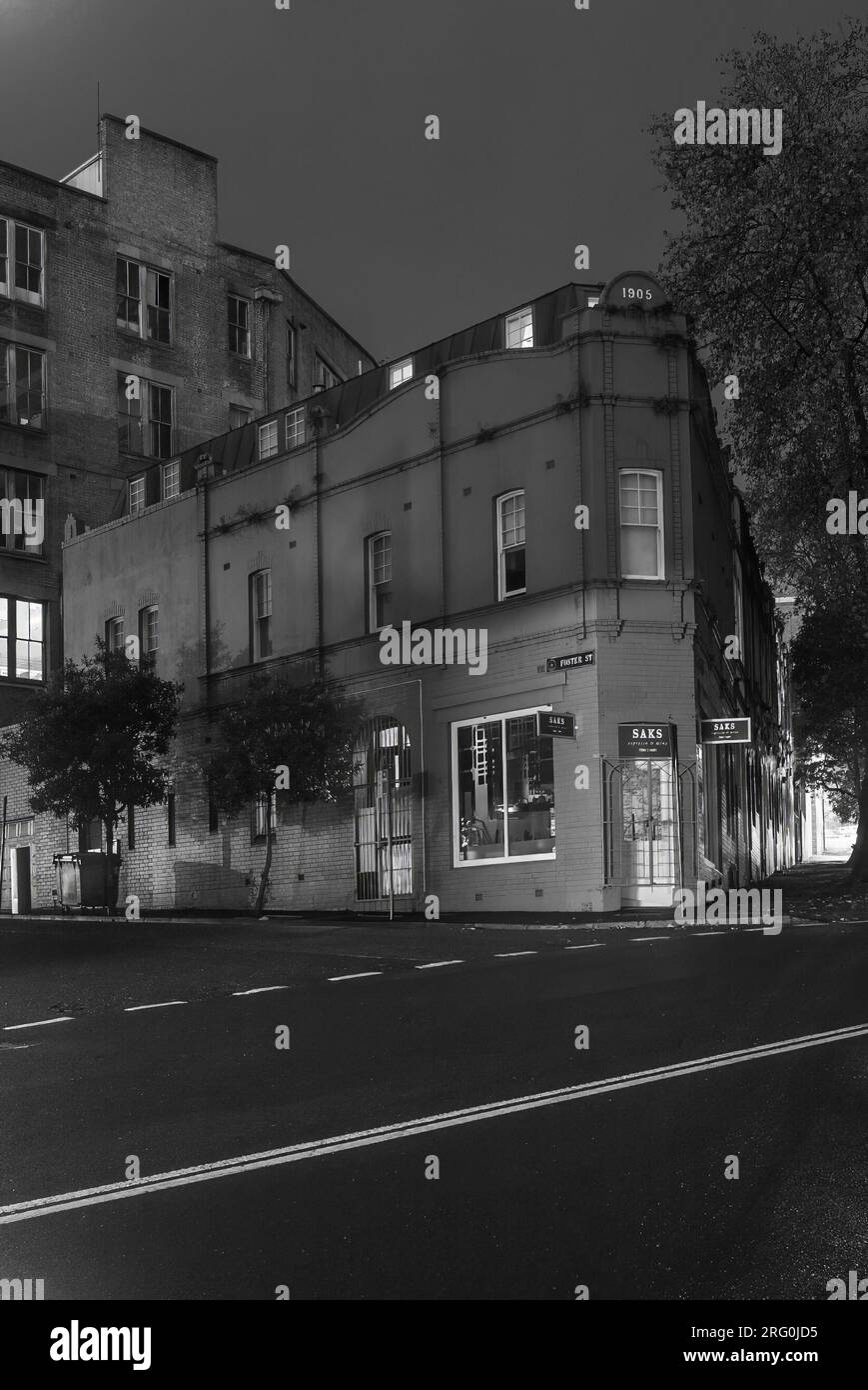 A night view of a storefront on Campbell Street at Foster Street in ...