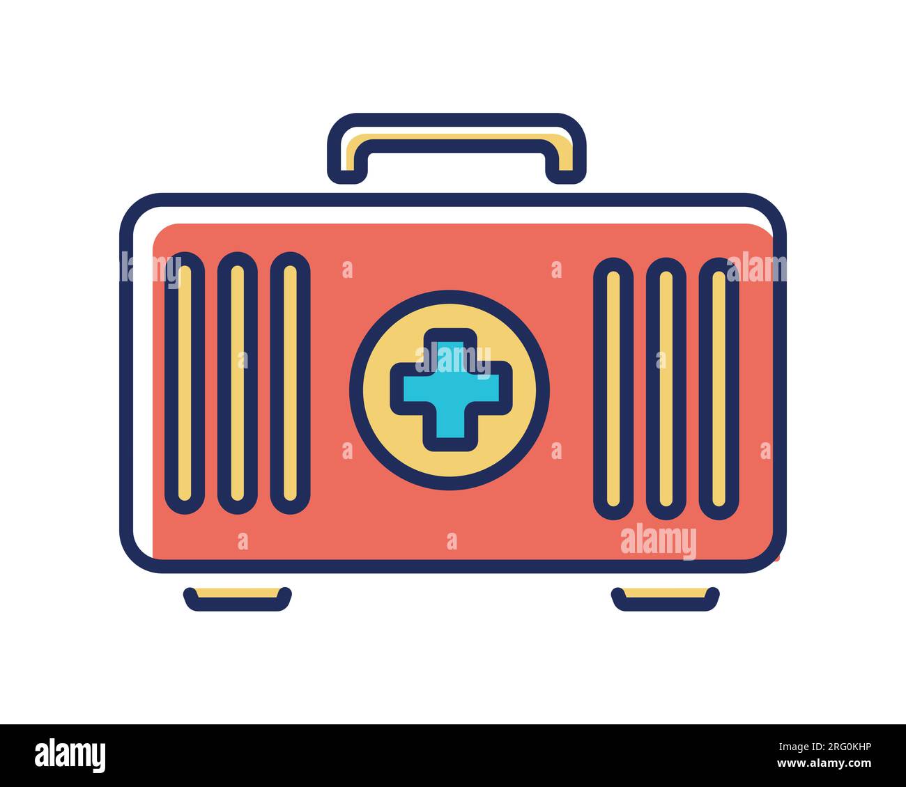 first aid kit icon over white background, line and fill style, vector ...