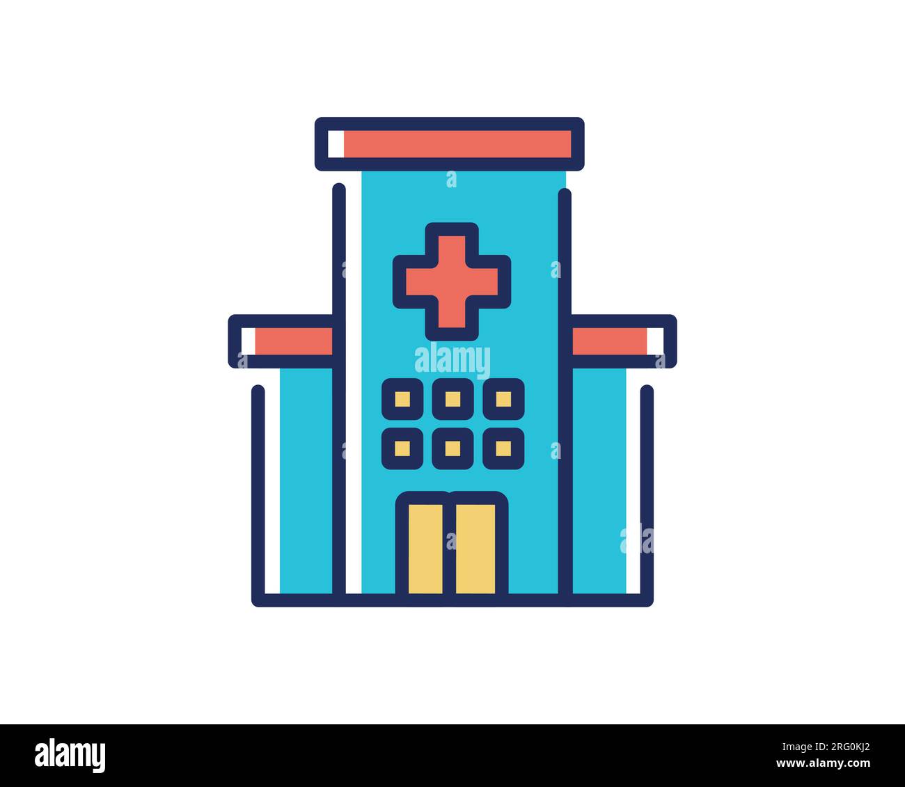 Hospital Building Icon Over White Background Line And Fill Style