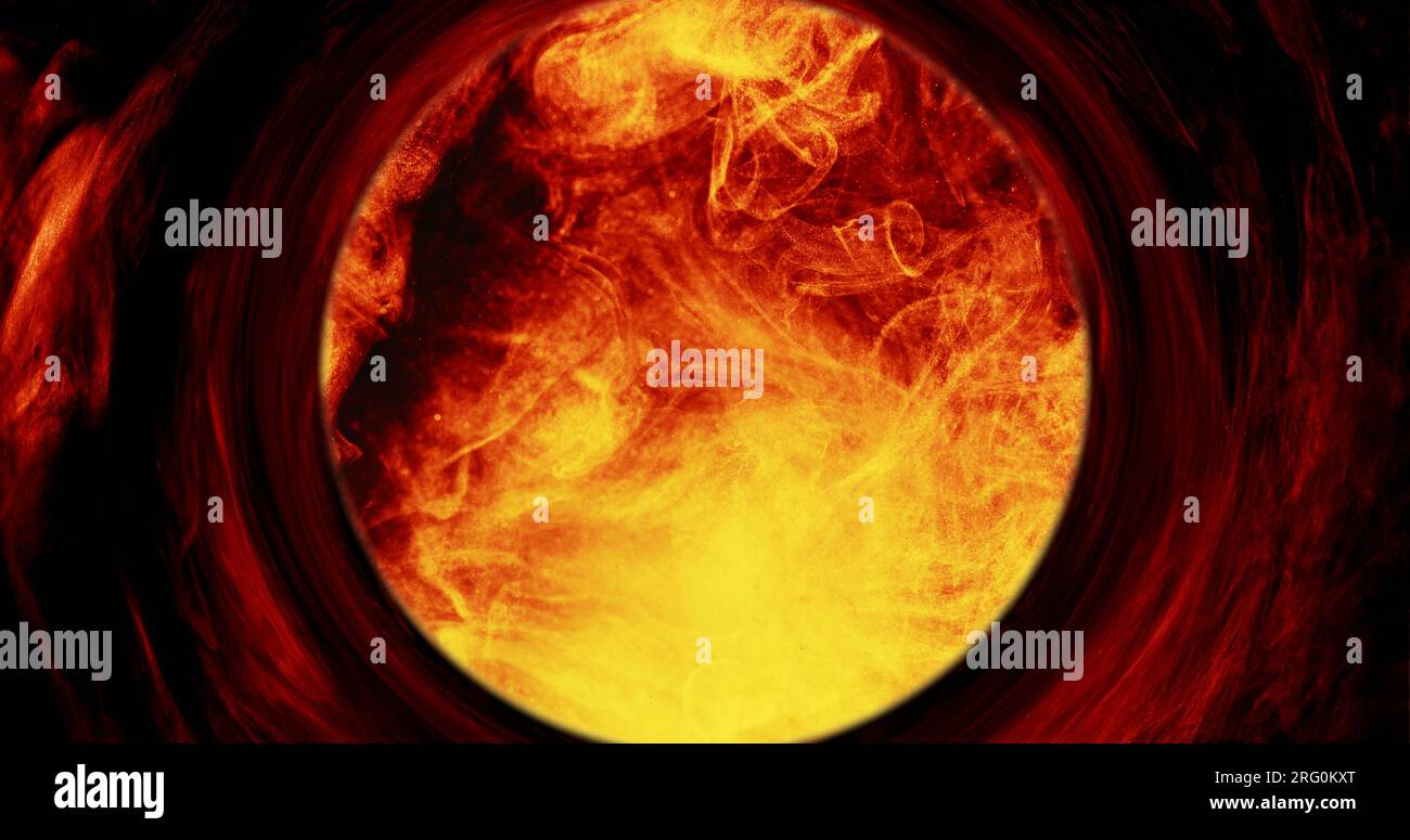 Fire vortex flame sparks red yellow smoke frame Stock Photo - Alamy