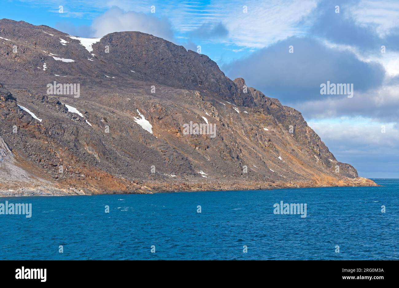 Barren Rock and Ocean in the High Arctic in the Svalbard Islands in ...