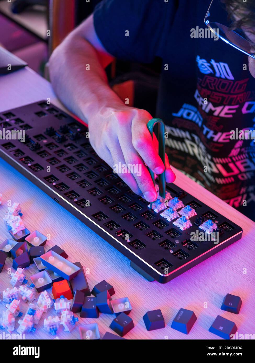 Building Custom Keyboard with blue switches Stock Photo - Alamy Building Custom Keyboard with blue switches Stock Photo - Alamy