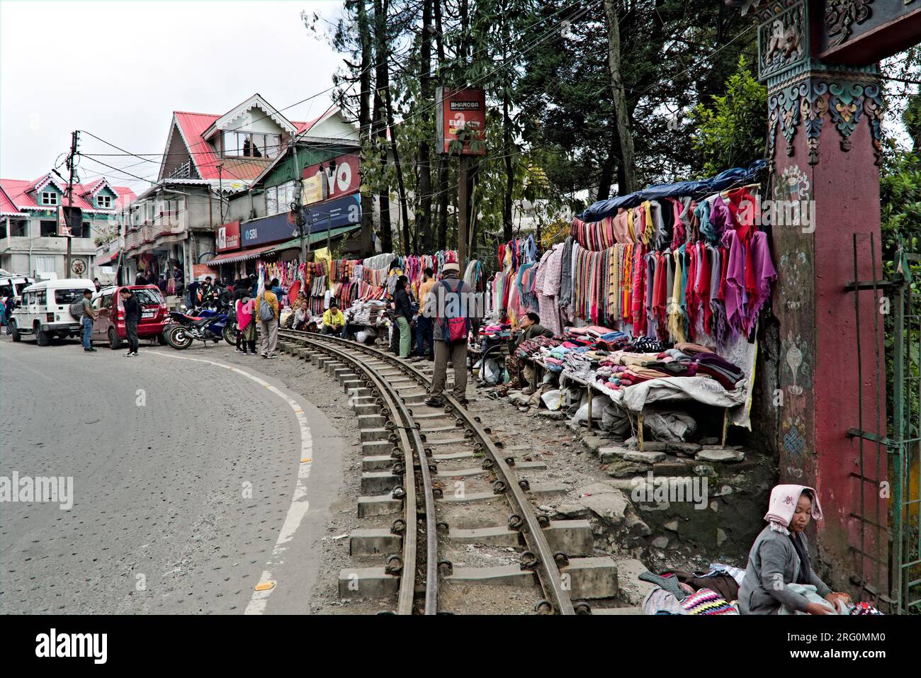 Darjeeling, West Bengal, India-05.26.2023. road side local garment ...