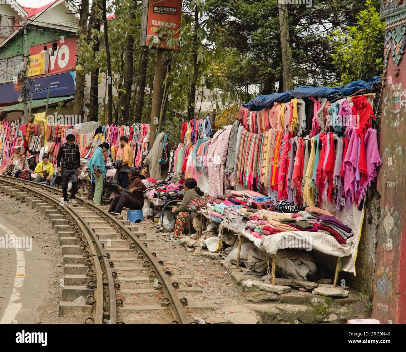 Darjeeling, West Bengal, India-05.26.2023. road side local garment ...