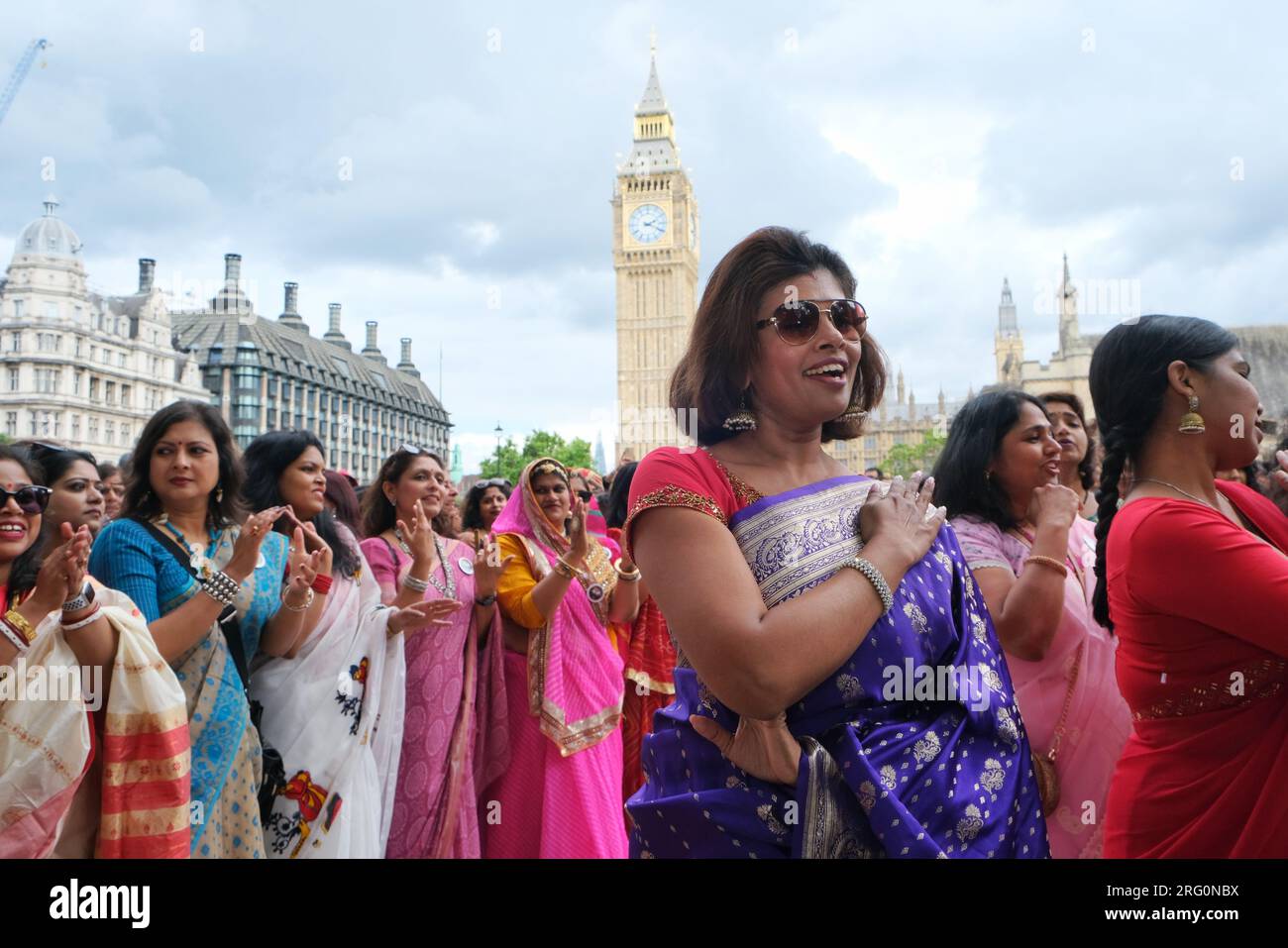 London, UK. 6th August, 2023. Around 500 British-Indian women wore ...