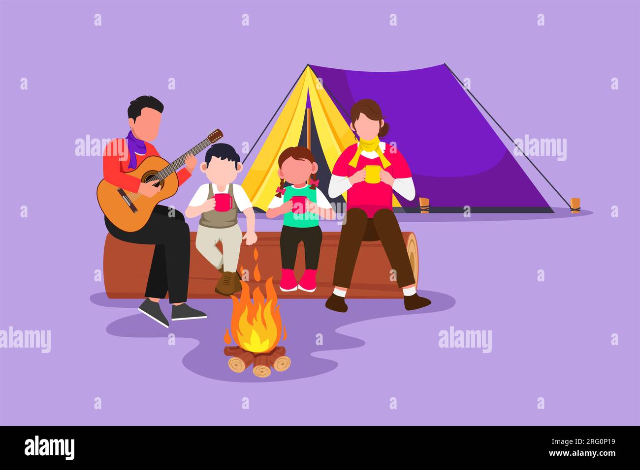 Kids Camping Drawing