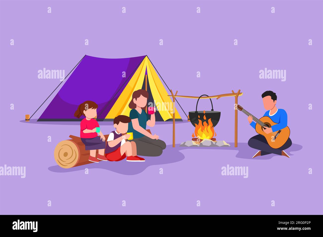 Kids Camping Drawing