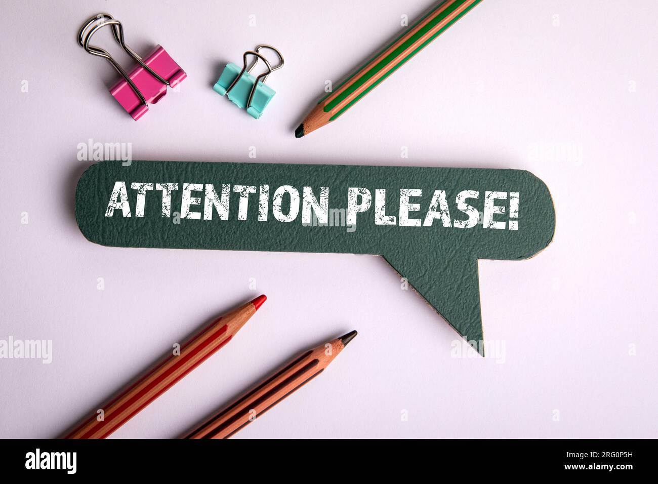 ATTENTION PLEASE. Speech bubble with text on white background Stock ...