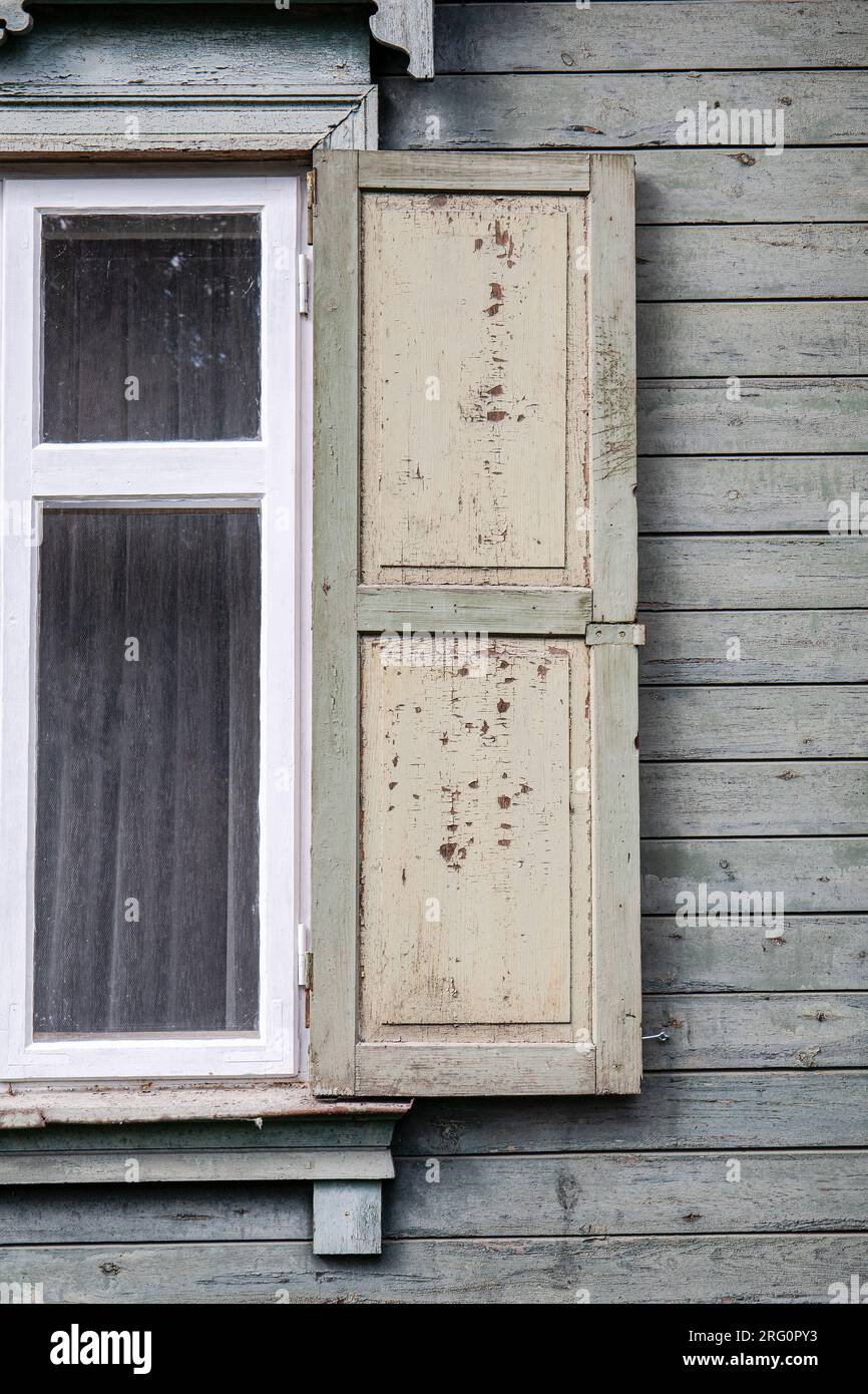 Wooden shutter for the window of an old house Stock Photo - Alamy