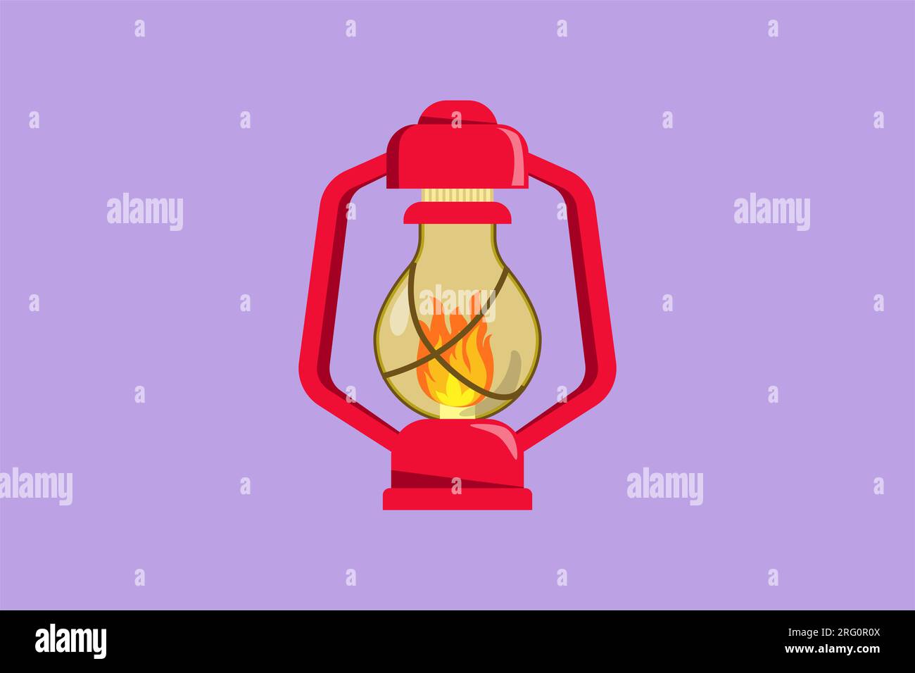 Graphic flat design drawing vintage camping lantern isolated on blue ...