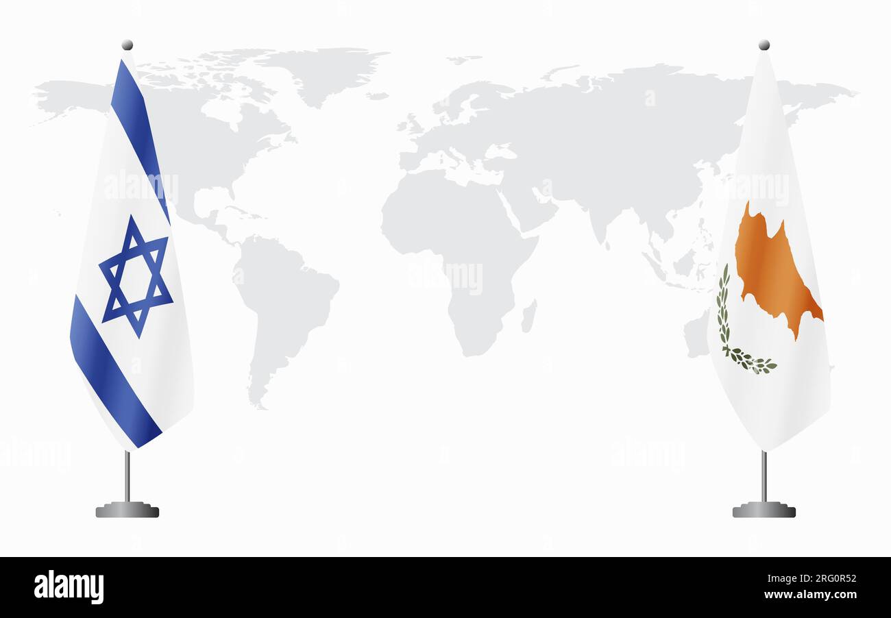 Israel and Republic of Cyprus flags for official meeting against ...