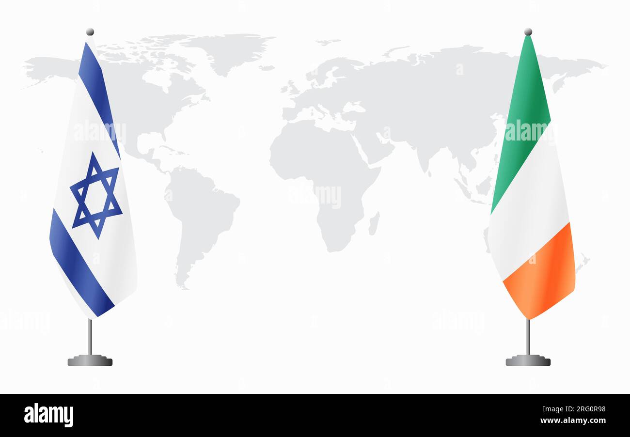Israel and Ireland flags for official meeting against background of ...