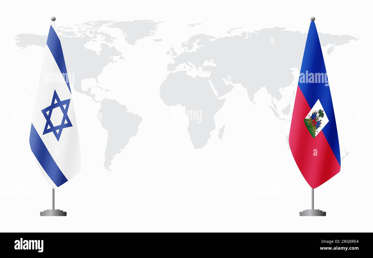 Israel and Haiti flags for official meeting against background of world ...