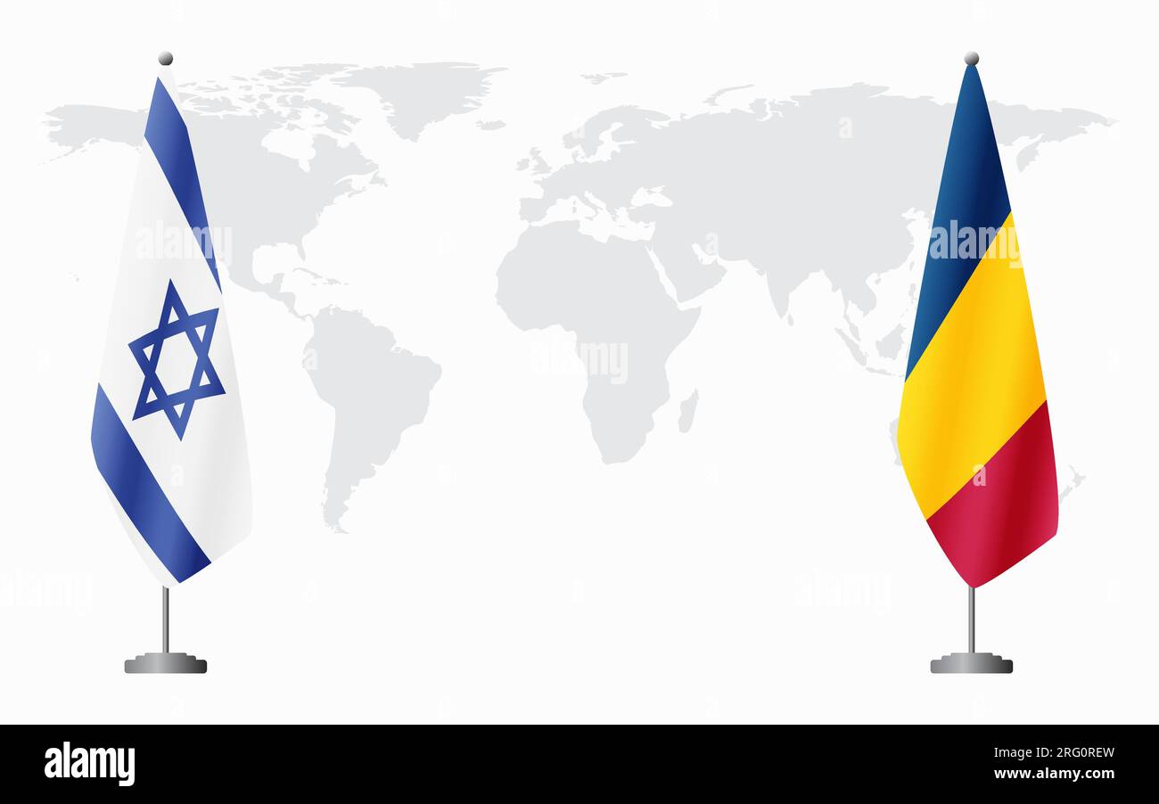 Israel and Chad flags for official meeting against background of world ...