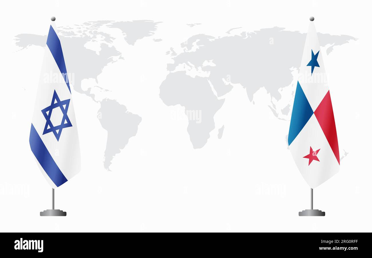 Israel and Panama flags for official meeting against background of ...