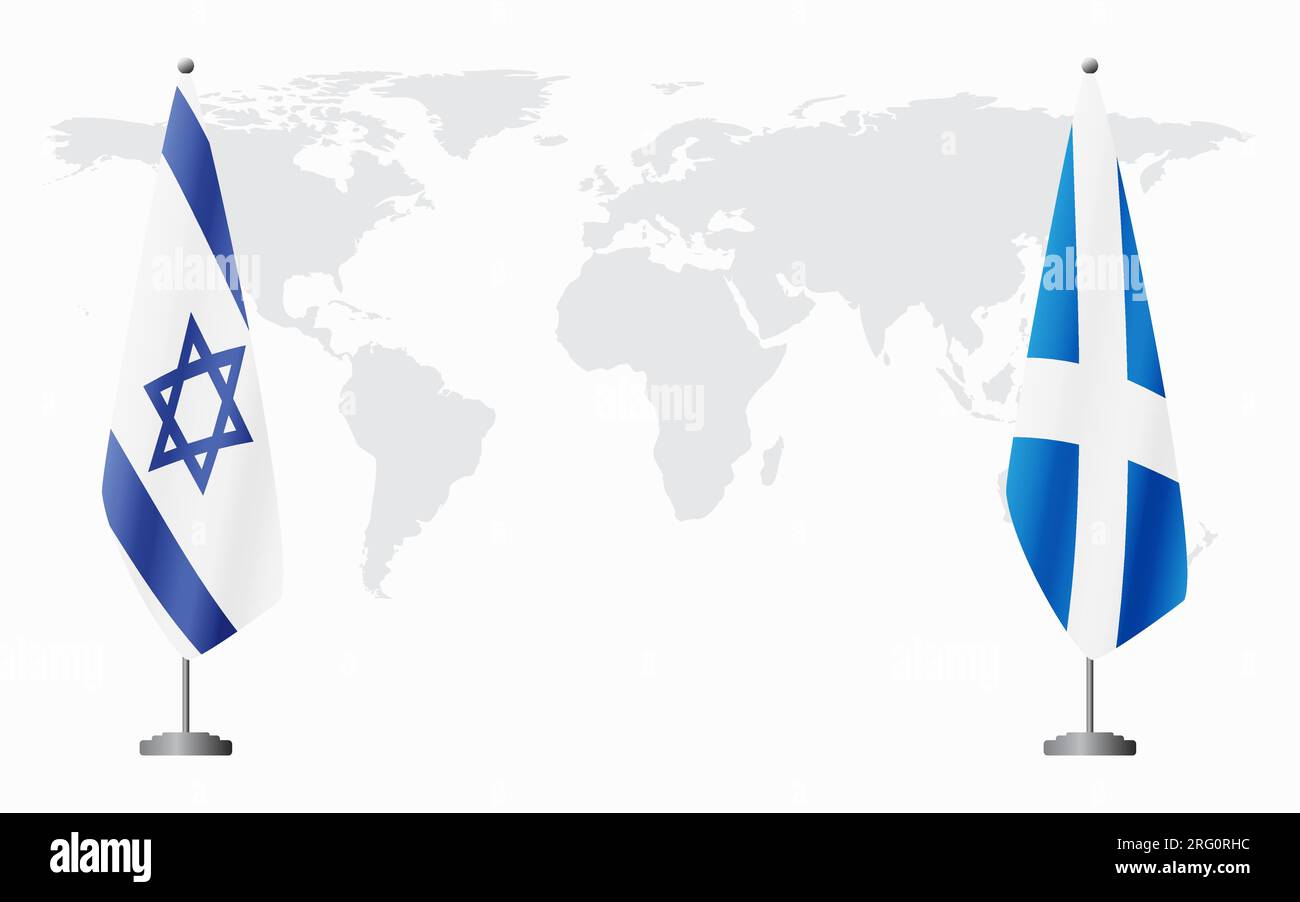 Israel and Scotland flags for official meeting against background of ...