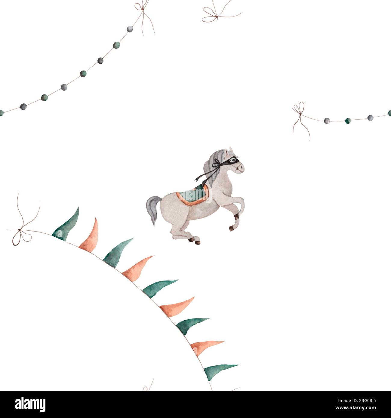 watercolor seamless pattern horses and flags. beautiful elegant pattern ...