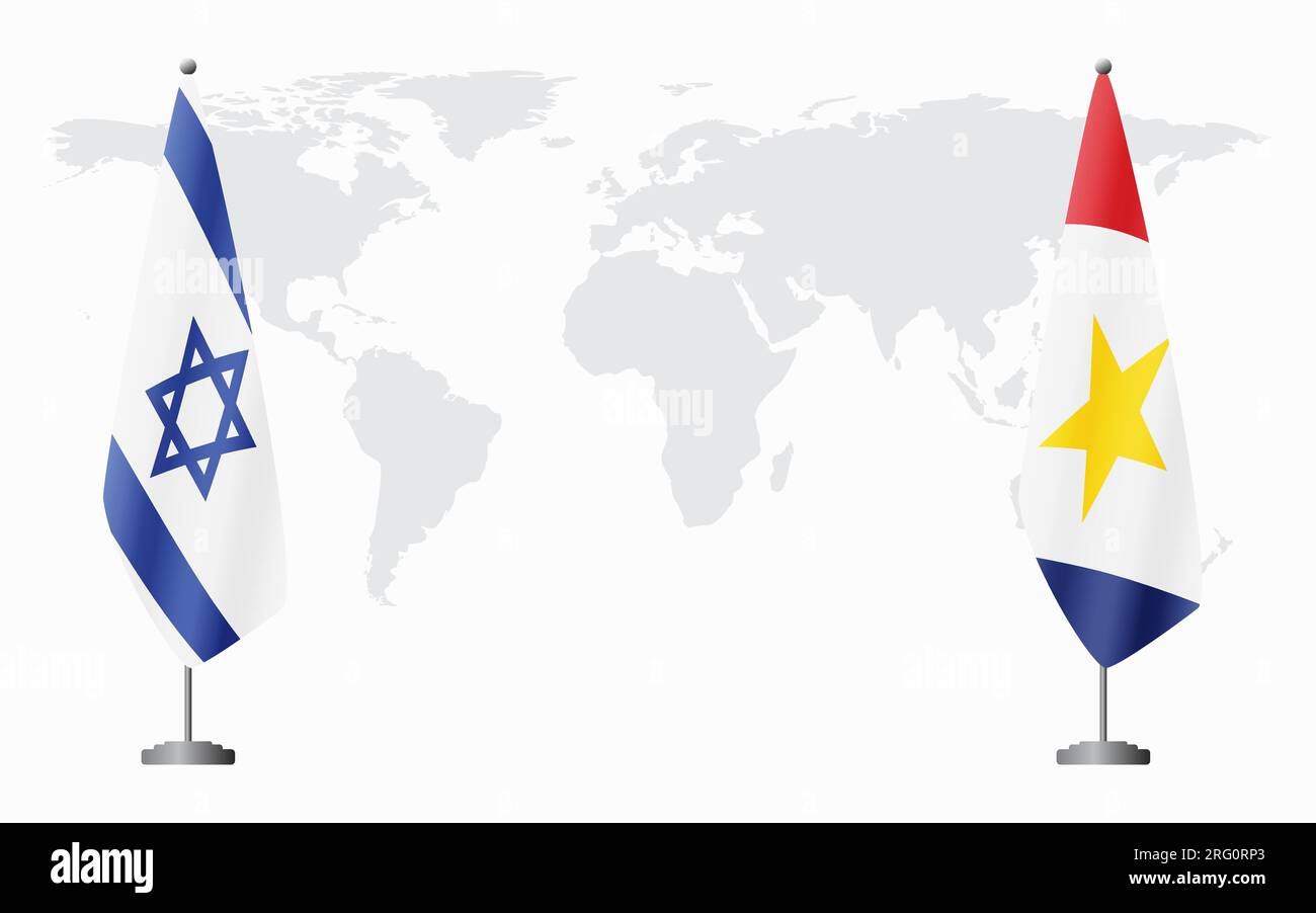 Israel and Saba flags for official meeting against background of world ...