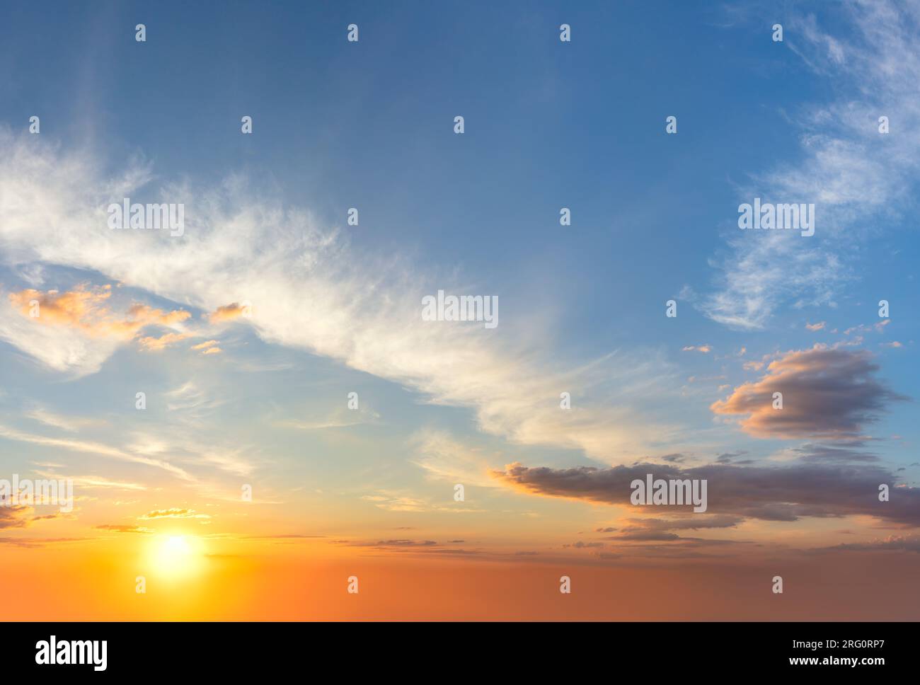 Real background Sunrise Sundown Sky with colorful clouds and sun ...