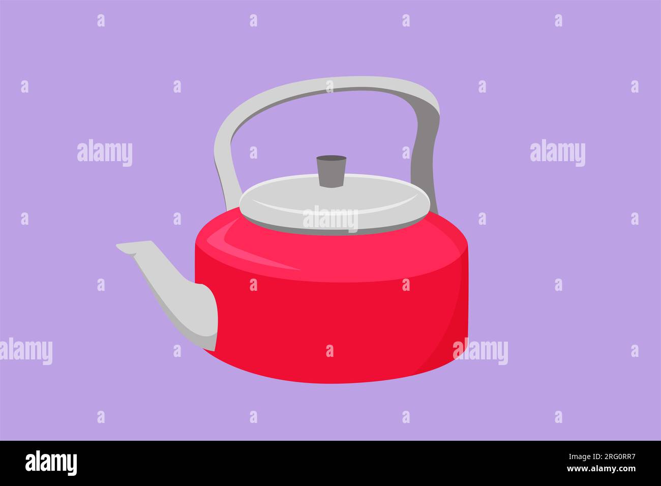 Cartoon flat style drawing camping outdoor kettle with handle. Camping ...