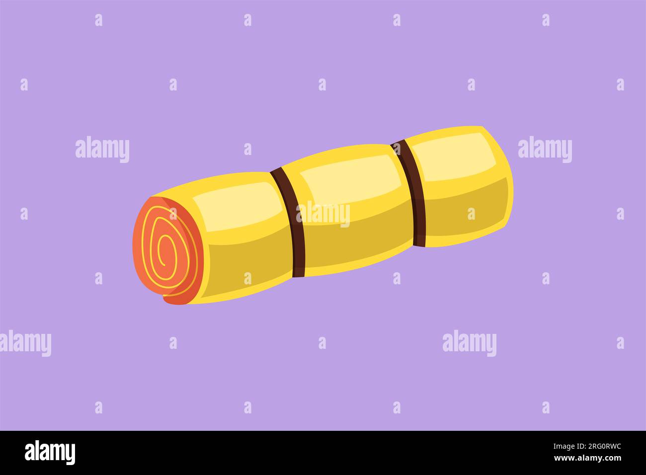 Cartoon flat style drawing rolled folded tourist sleeping mat, scroll ...