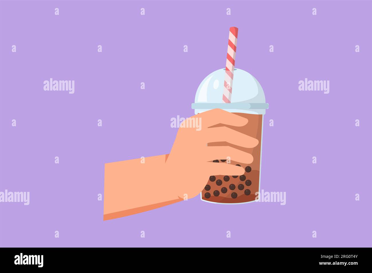 Graphic flat design drawing hand holding bubble tea cup. Boba tea ...