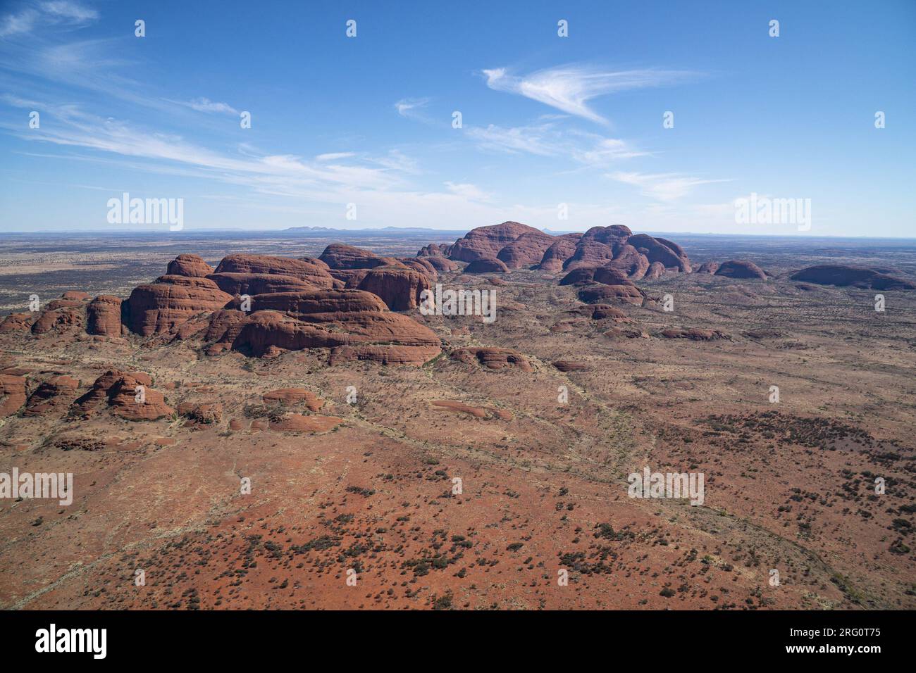 Aerial view of Kata Tjuta, viewed from the northeast. Just visible on ...