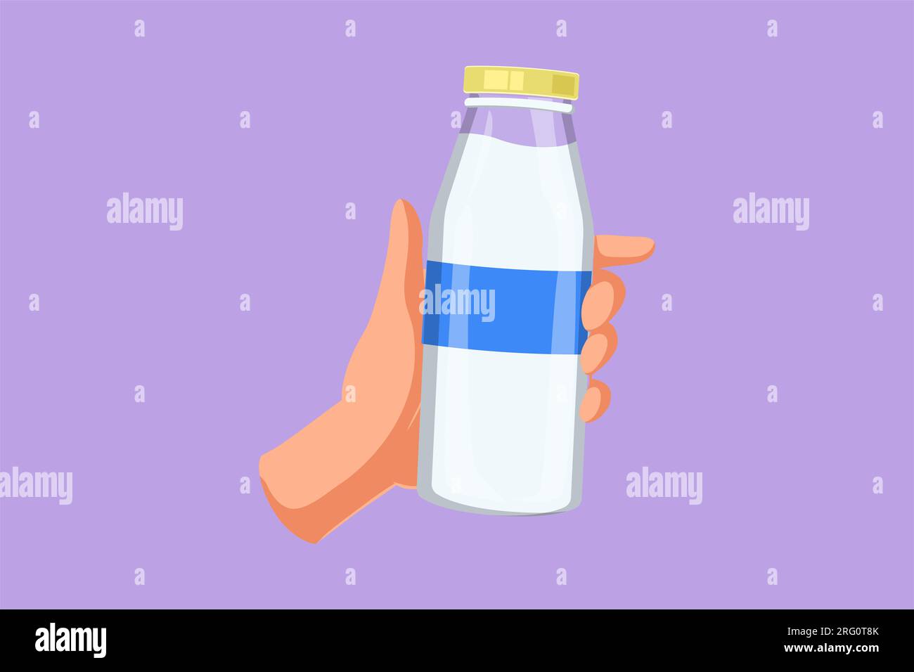 Character flat drawing hand holding fresh milk on bottle glass ...