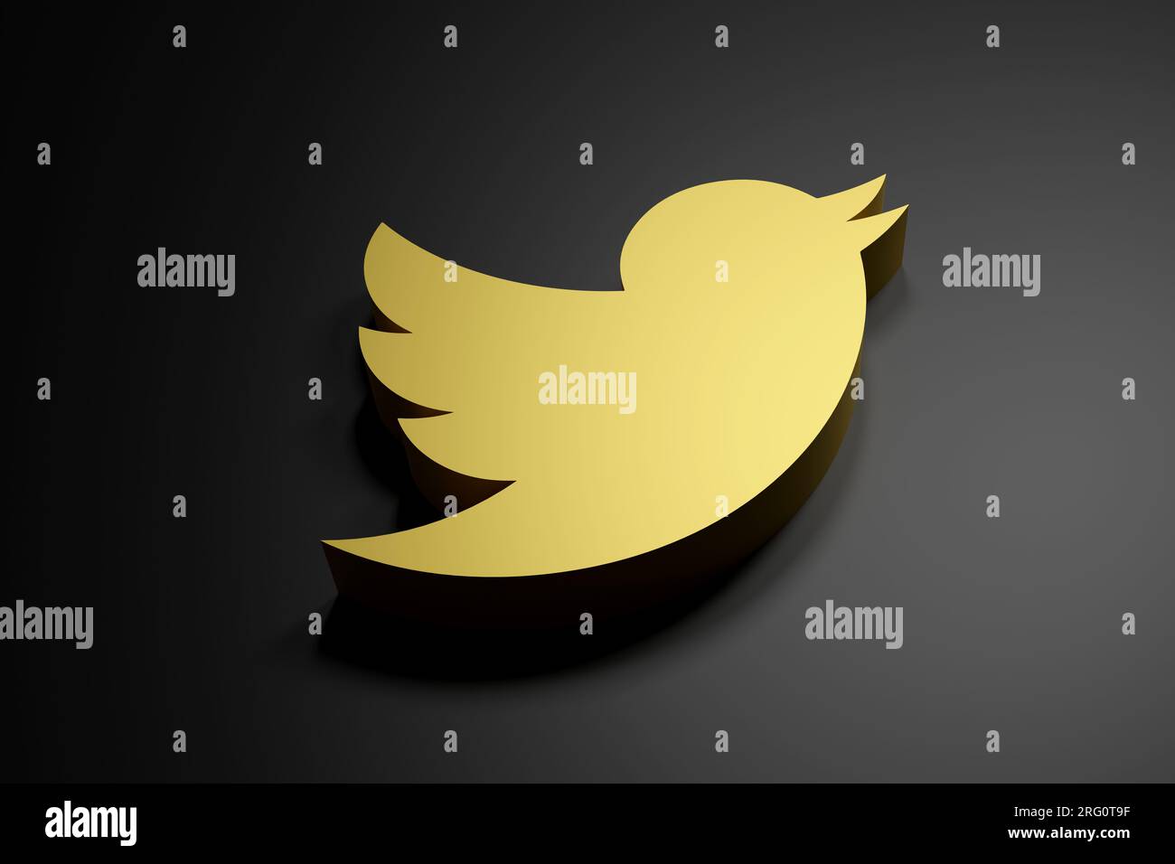 3d Rendered golden old twitter logo illustration Stock Photo - Alamy