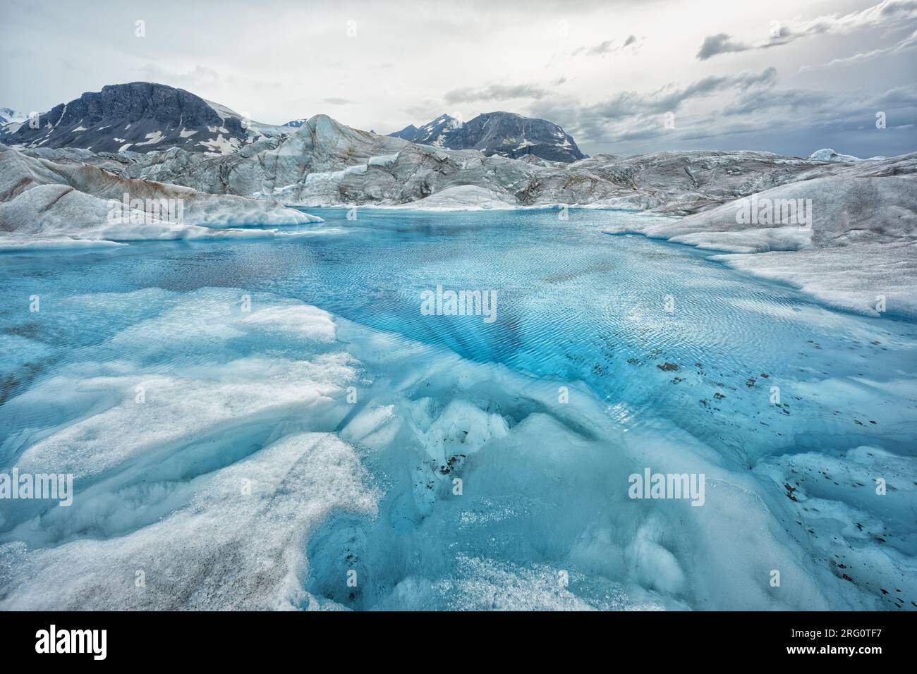 Blue lagoon at Glacier Knik in summer, Alaska, US Stock Photo - Alamy