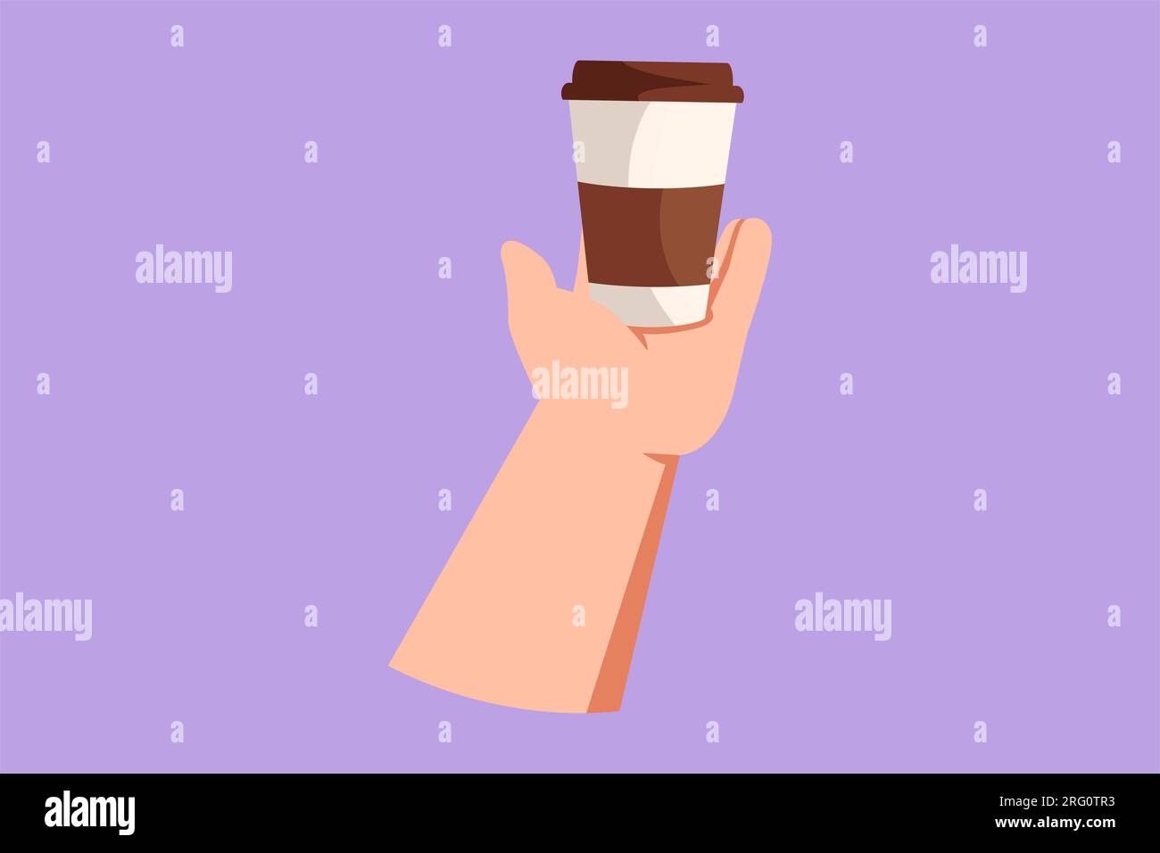 Graphic flat design drawing coffee disposable cup in businessman hand ...