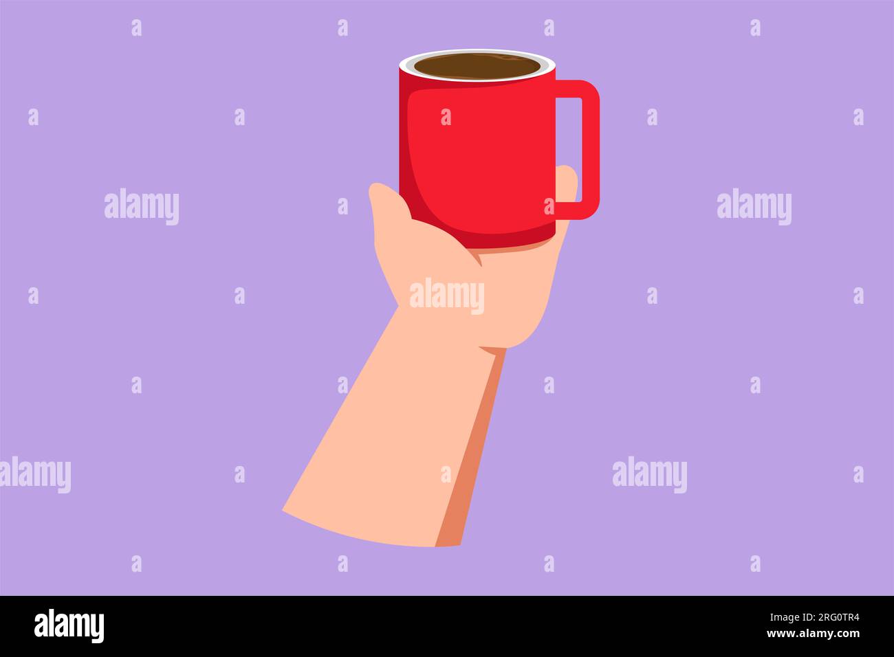 Cartoon flat style drawing of female hand holding a cup with tea or ...