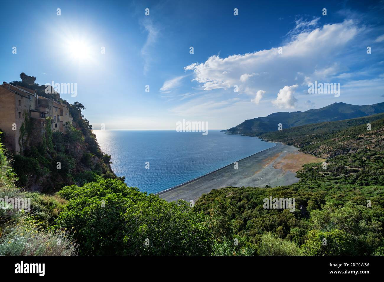 Albo village and beach, Corsica island, France Stock Photo - Alamy